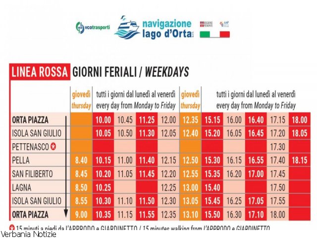 Navigazione Lago d'Orta orario estivo