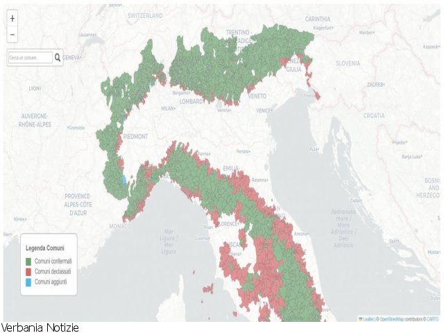 Cambia la mappa dei Comuni Montani