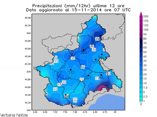 Oggi precipitazioni intense e incrementi dei livelli dei corsi d'acqua