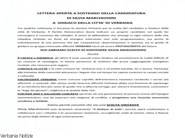 La lettera aperta di Silvia Marchionini